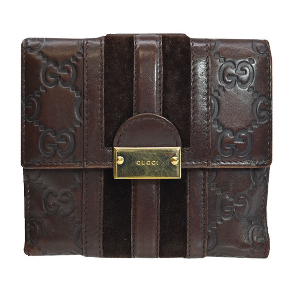 Gucci | Bags | Gucci Guccisima Leather Metal W Hook Bifold Wallet Brown ...